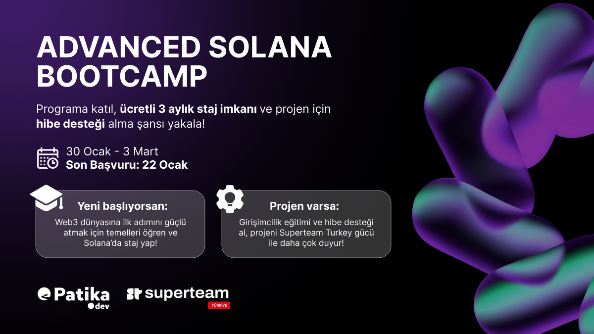 Solana'da ucretsiz egitim, staj ve hibe destegi firsati